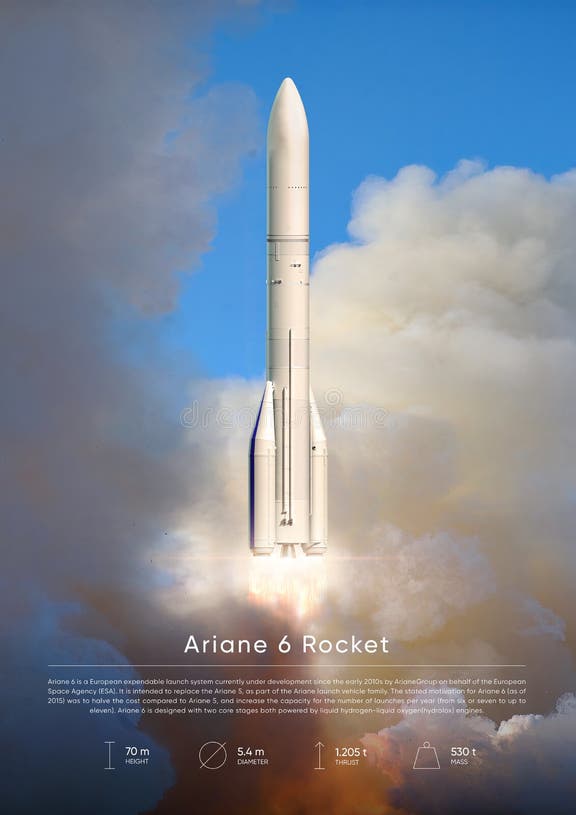 Ariane 6 Rocket. 3D Illustration Poster. Stock Illustration ...