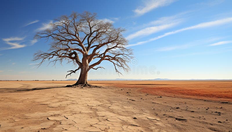Arid Climate, Sand Dune, Acacia Tree, Remote Wilderness Generated by AI ...