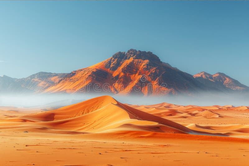 Arid Desert Landscape Featuring Large, Sprawling Sand Dunes Under a ...