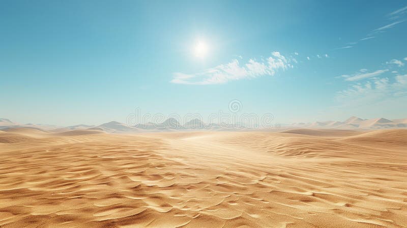 Arid Desert Landscape Sand Dunes Mirage And Azure Sky In Ultra High