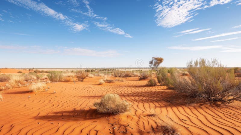 Arid Desert Landscape with Sparse Vegetation Stock Photo - Image of ...