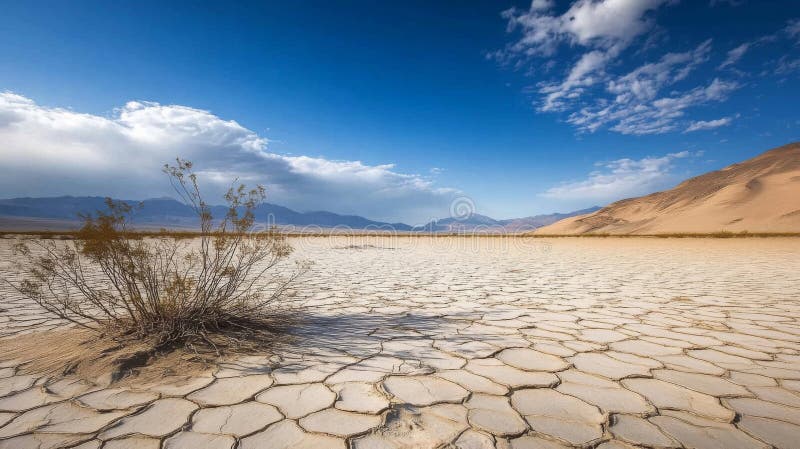 Arid Desert Landscape Under a Blue Sky Stock Illustration ...