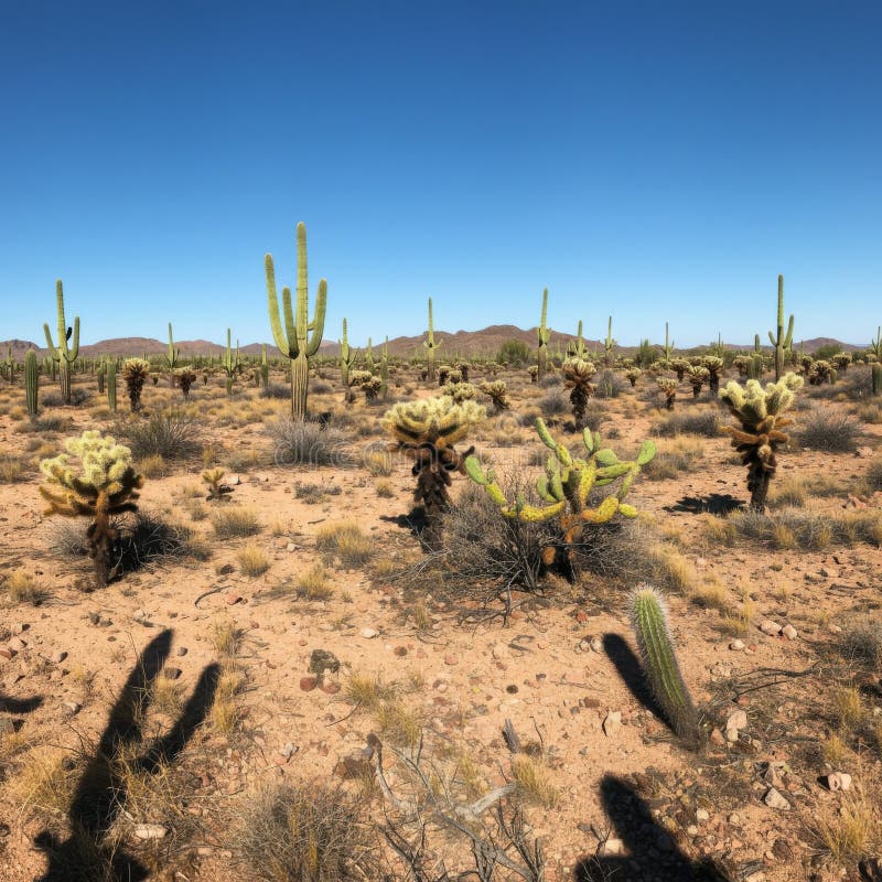 Arid Desert Landscape Under Bright Sunlight Stock Photo - Image of ...