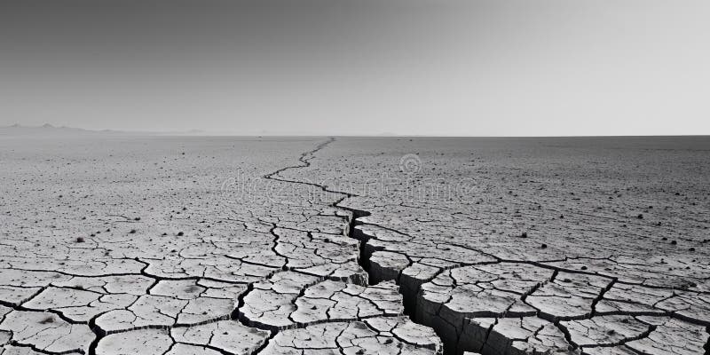 The Arid Land Has a Large Cracked Earth Fissure in it Stock Photo ...