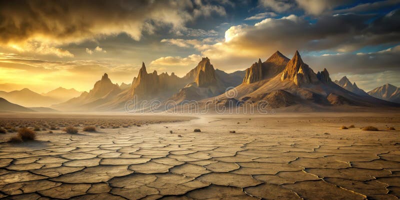 Arid Landscape at Sunset, Showcasing Dramatic Rock Formations and ...