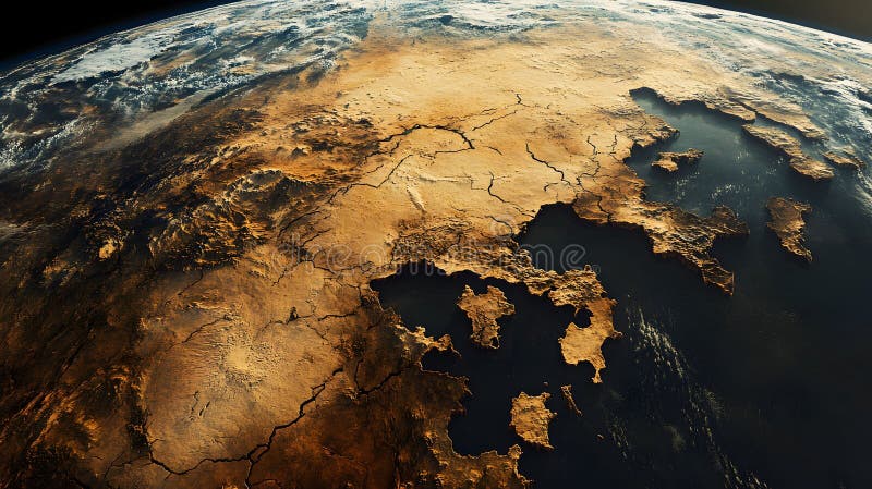 Arid Planet: Unveiling a Dried Earth S Surface Stock Illustration ...