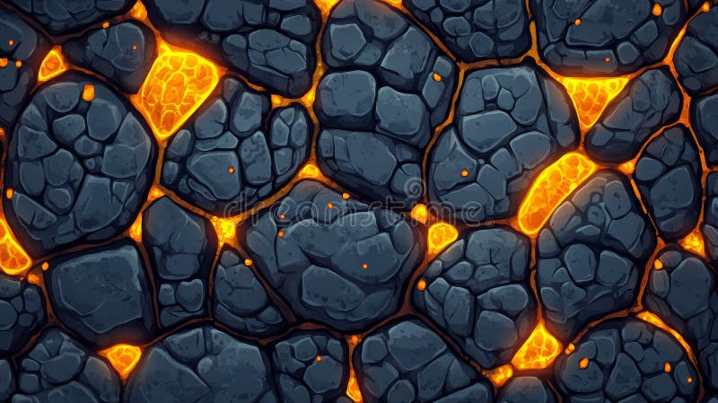 This Arid Volcanic Landscape Features Glowing Lava Flows Surrounded by ...