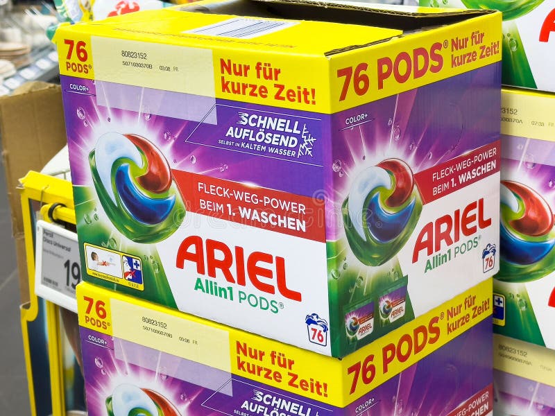 Ariel All 1 Pods Packaging Laundry Detergent Display Supermarket Stock ...
