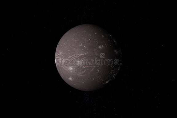 Ariel, Uranus Moon, in the Outer Space. 3d Render Stock Illustration ...