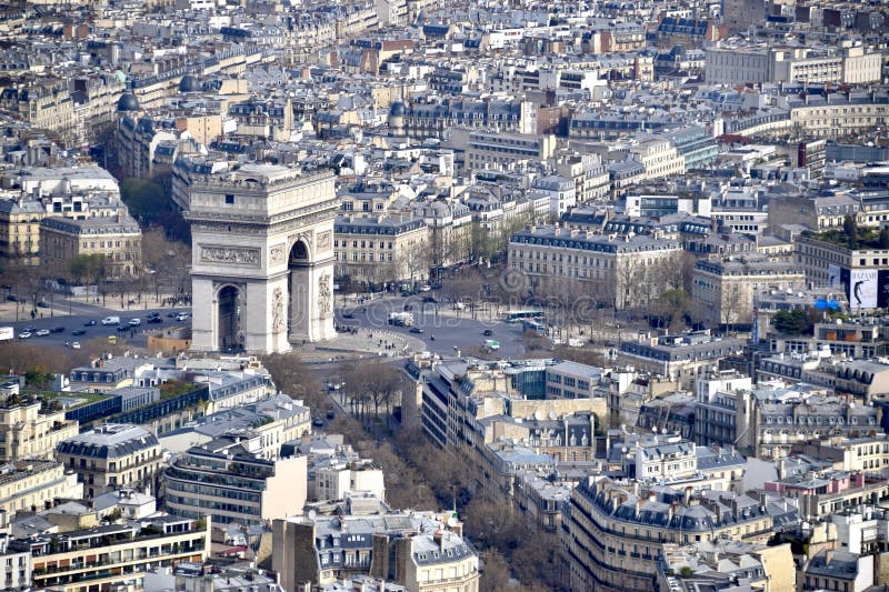 Ariel View of the Arc De Triomphe. Paris, France, March 29, 2023. Stock ...