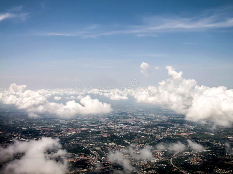 Ariel View of the City through the Clouds Stock Image - Image of ...