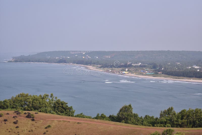 Ariel View of the Waves in the Ocean Near Chapora Fort Stock Photo ...