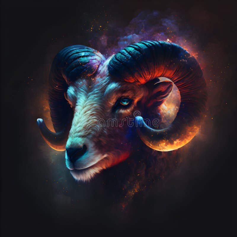 Aries Head Horoscope Sign stock illustration. Illustration of ...