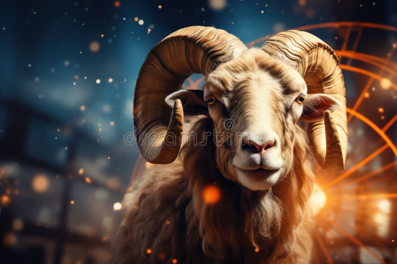 Aries Horoscope Fantasy Sign with Galaxy Stars Background Stock ...