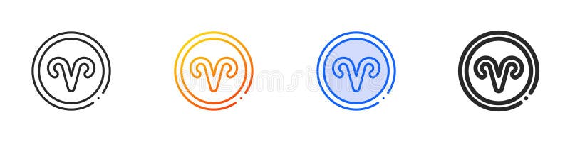 Aries Icon.Thin Linear, Gradient, Blue Stroke and Bold Style Design Isolated on White Background ...