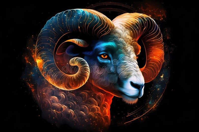 Aries Magical Zodiac Sign Astrology. Generative Ai Design Stock ...