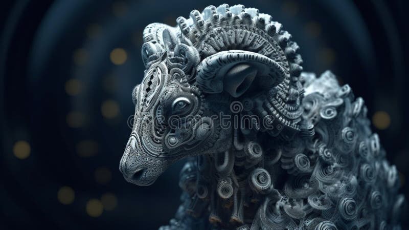 Aries Ram Digital Art Background Wallpaper Ai Generated Stock ...
