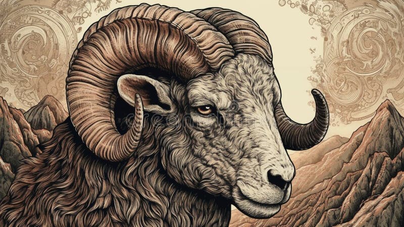 Aries Ram Digital Art Background Wallpaper Ai Generated Stock ...