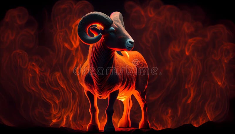 Aries Ram Fiery Wallpaper Background Ai Generated Stock Illustration ...