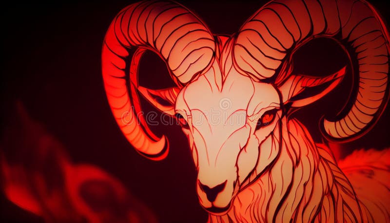 Aries Ram Fiery Wallpaper Background Ai Generated Stock Illustration ...