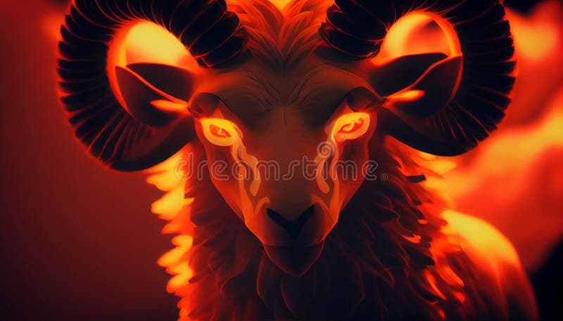 Aries Ram Fiery Wallpaper Background Ai Generated Stock Illustration Illustration Of Astrology