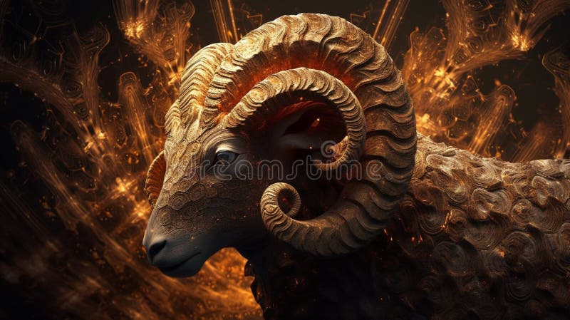Aries Ram with Large Horns Ai Generated Stock Illustration ...