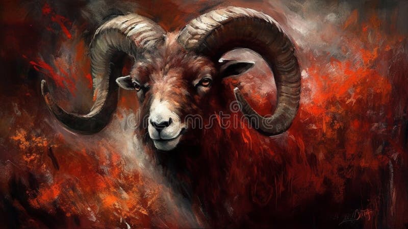 Aries Ram with Large Horns Ai Generated Stock Illustration ...