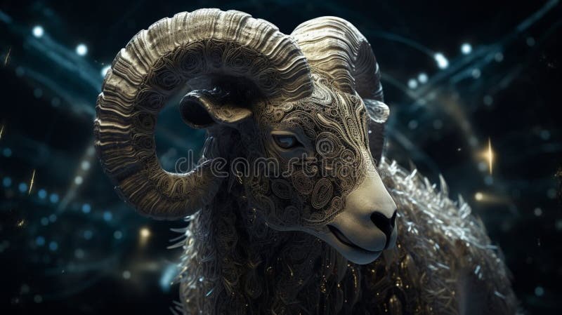 Aries Ram with Large Horns Ai Generated Stock Illustration ...