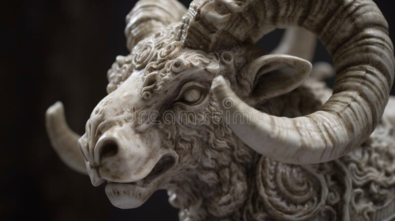 Aries Ram Stone Statue Ai Generated Stock Illustration - Illustration ...