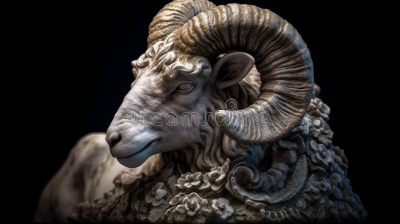 Aries Ram Stone Statue Ai Generated Stock Illustration - Illustration ...