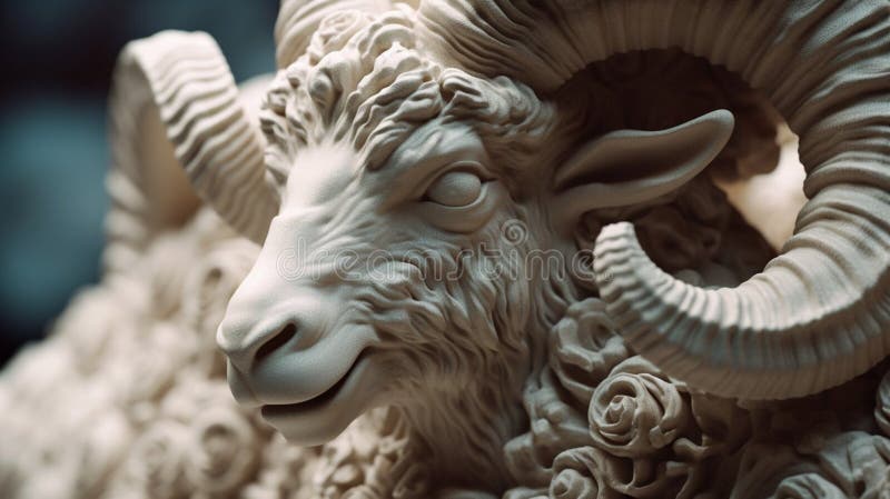 Aries Ram Stone Statue Ai Generated Stock Illustration - Illustration ...
