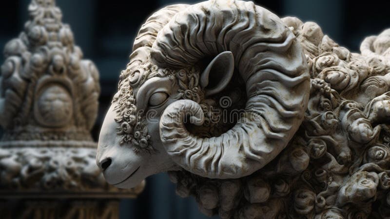 Aries Ram Stone Statue Ai Generated Stock Illustration - Illustration ...