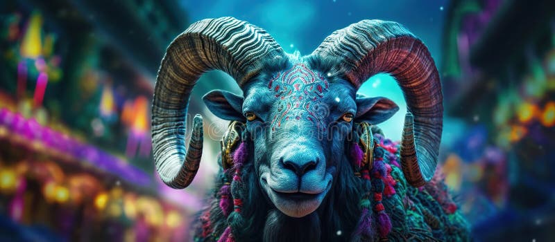 Aries the Ram Zodiac Sign Vibrant Color Generative AI Stock ...