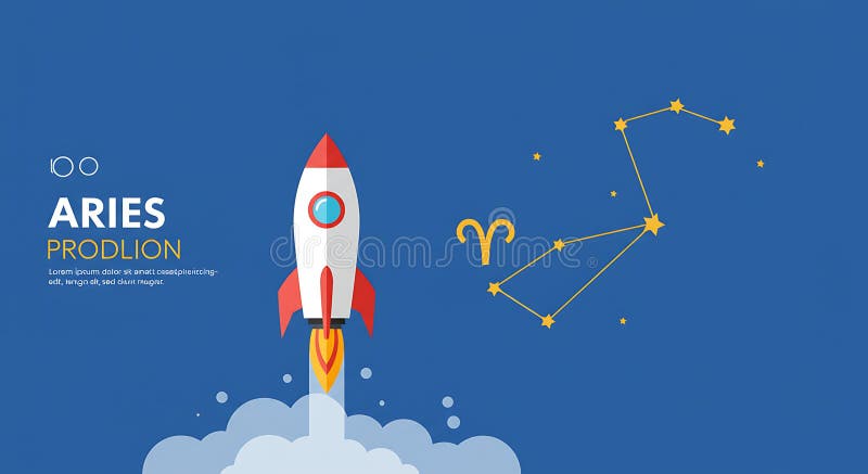 Aries Rocket Launch: a Flat Design Zodiac Illustration Stock ...