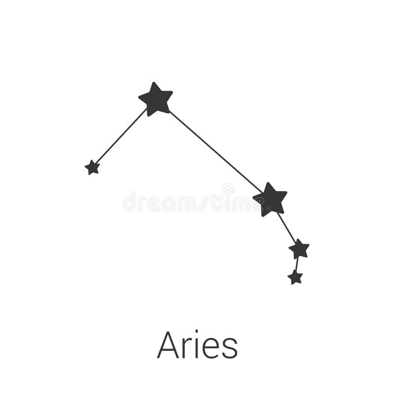 Aries Sign Constellation Isolated Vector Icon on White Background Stock ...