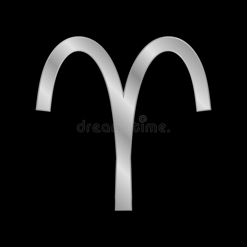 Aries symbol on black stock illustration. Illustration of signs - 203334385