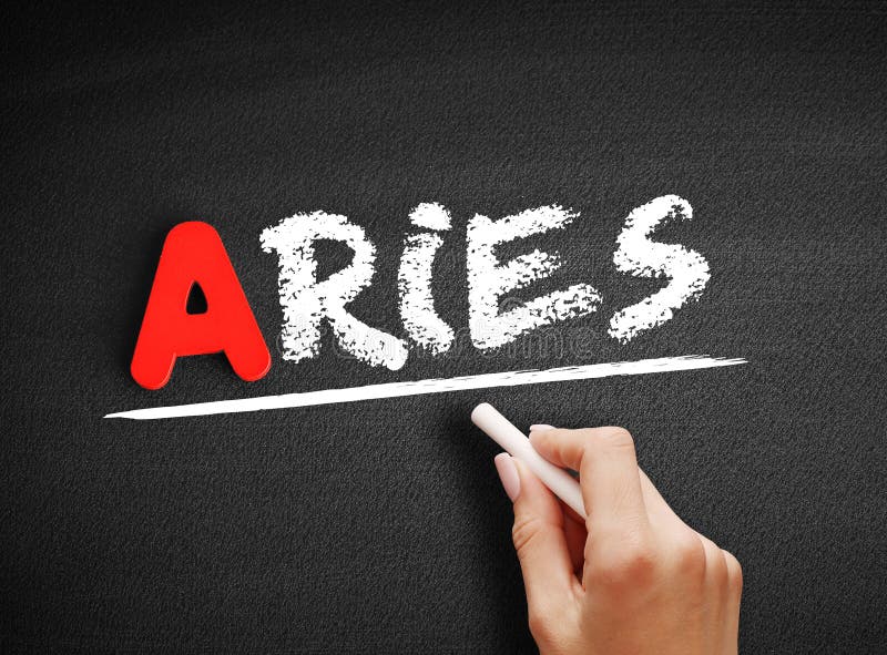 Aries text on blackboard stock photo. Image of gemini - 197980332