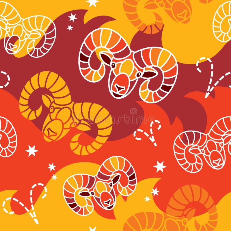 Aries - Zodiac Seamless Pattern Stock Vector - Illustration of aries ...