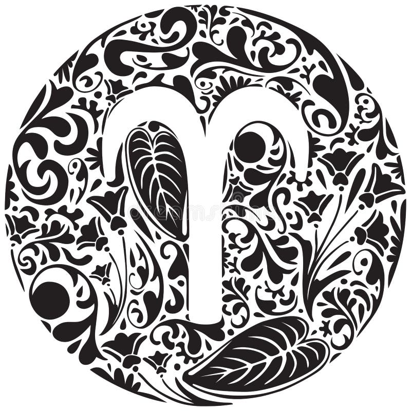 Aries Zodiac Sign ilustración del vector. Ilustración de adornado ...