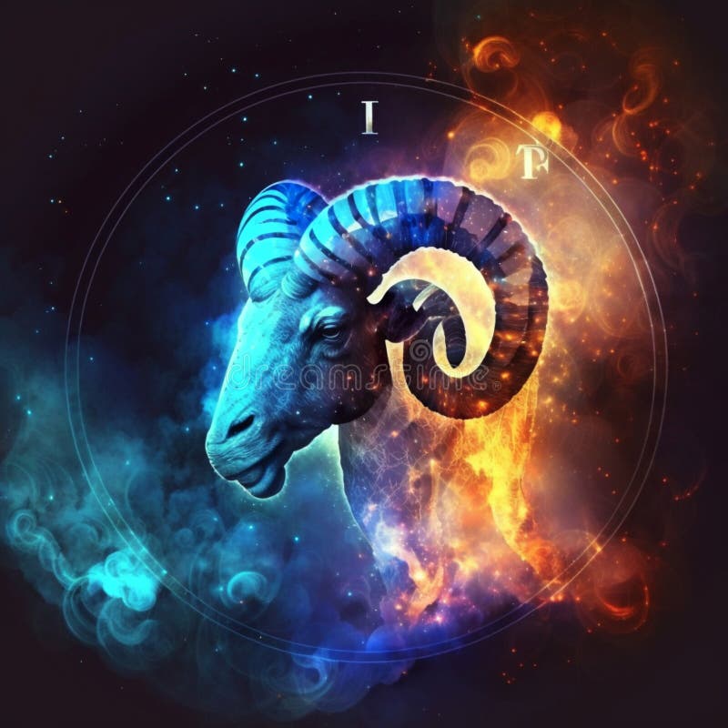 Aries Zodiac Sign Against Space Nebula Background Stock Illustration ...