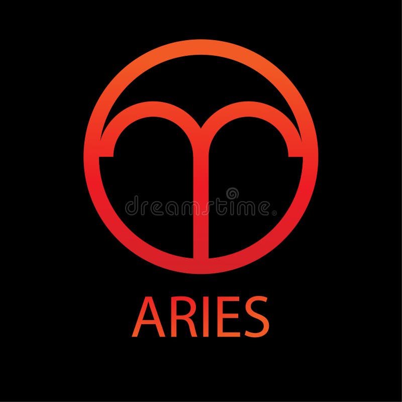 Aries Zodiac Sign on the Black Background Stock Illustration ...