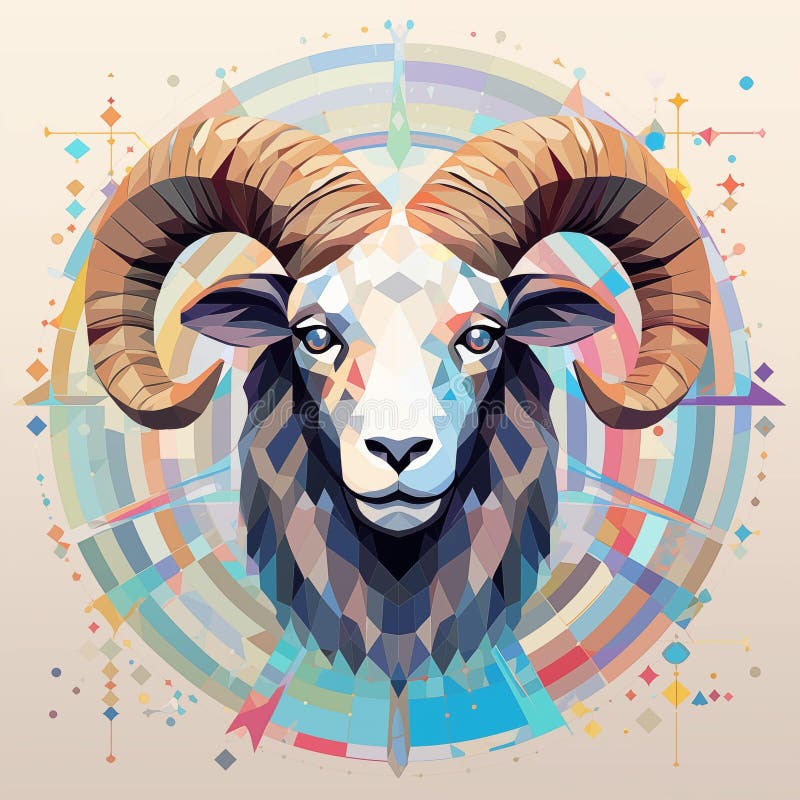 Aries Zodiac Sign Digital Design Stock Illustration - Illustration of ...