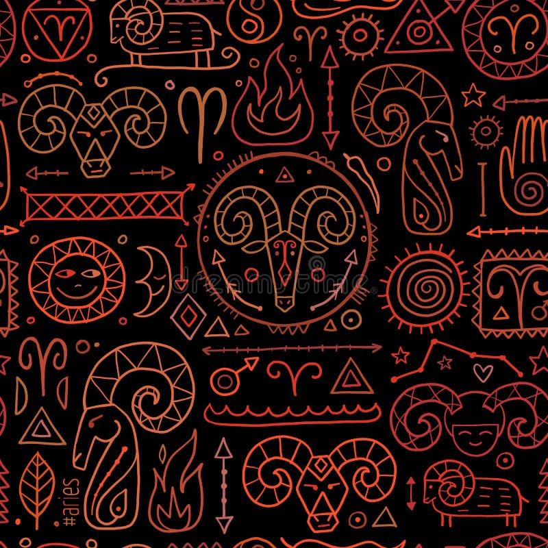 Aries Zodiac Sign. Element of Fire Stock Vector - Illustration of ...