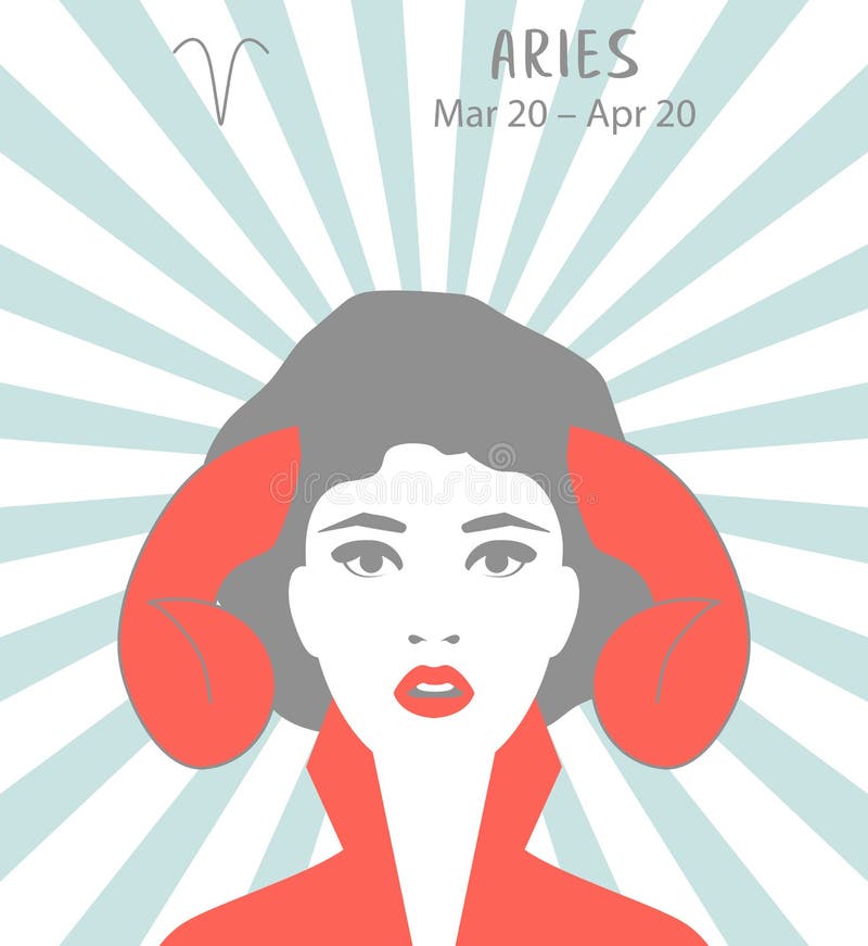 Aries Zodiac Sign Girl Vector Illustration Astrology Zodiac Profile