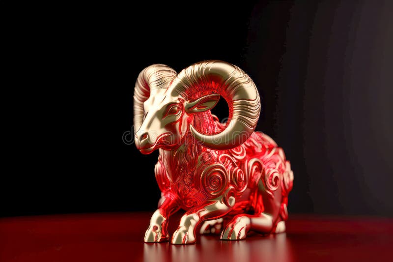 Aries Zodiac Sign Sculpture on Solid Color Background - Astrological ...