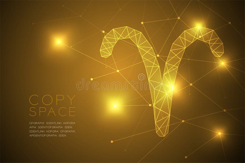 Aries Zodiac Sign Wireframe Polygon Futuristic Bokeh Light Frame ...