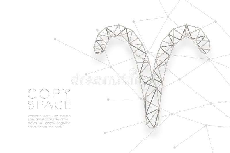 Aries Zodiac Sign Wireframe Polygon Futuristic Bokeh Light Frame ...