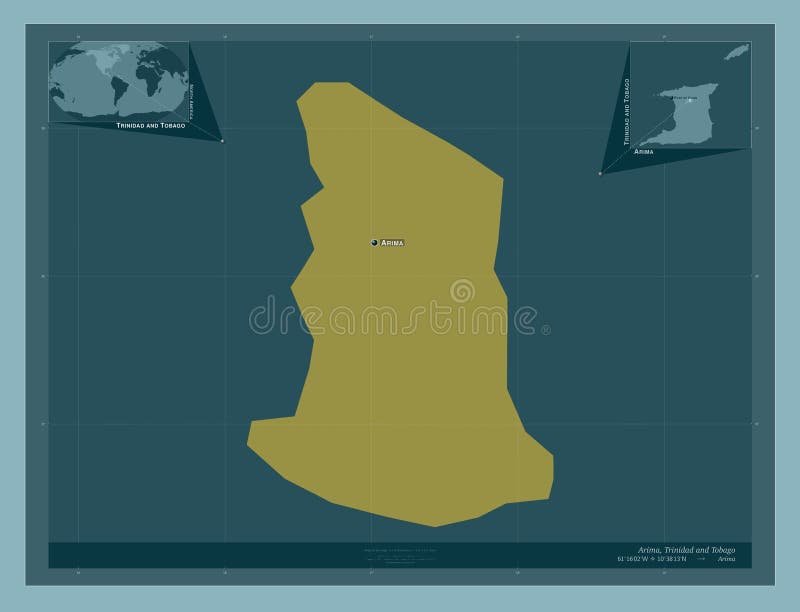 Arima, Trinidad and Tobago. Solid. Labelled Points of Cities Stock ...