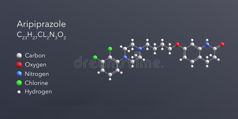 Aripiprazole Molecule 3d Rendering, Flat Molecular Structure with ...