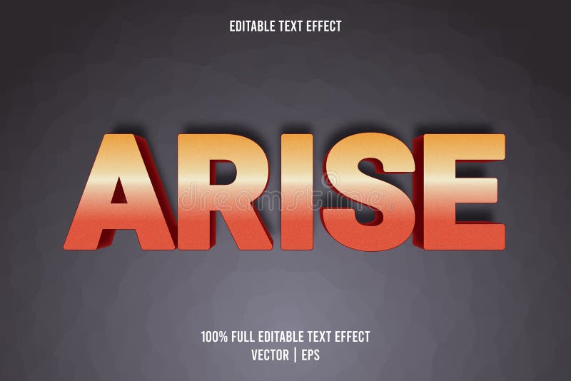 Arise Editable Text Effect Embossed Cartoon Style Stock Vector ...